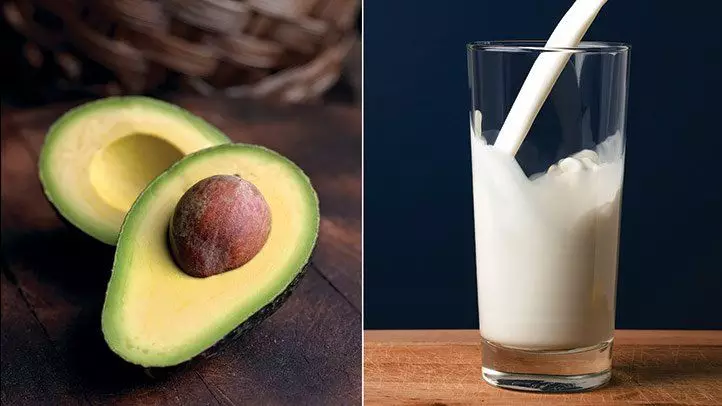 l'avocat et le lait, qui sont de bonnes et de mauvaises graisses