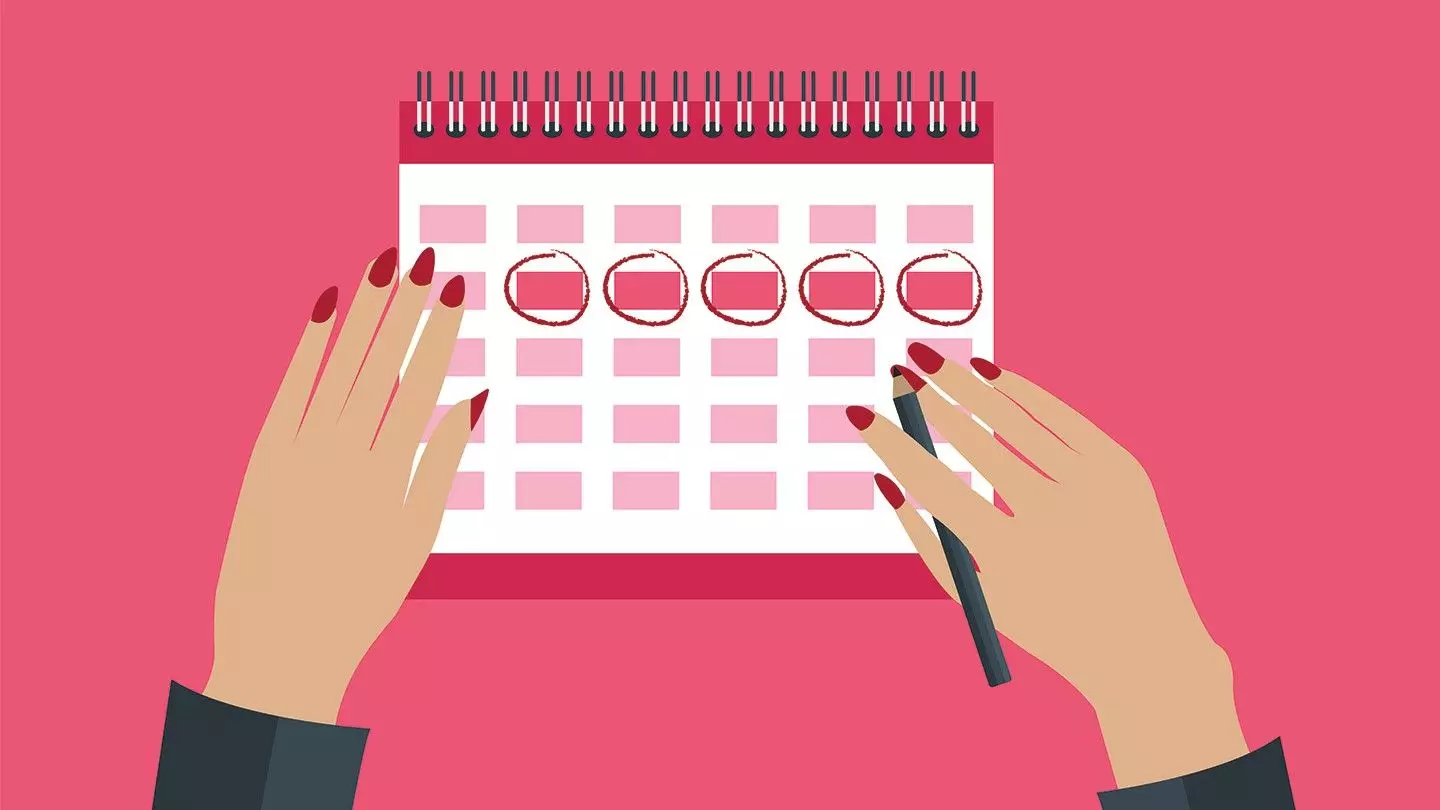 un'illustrazione di una donna che segna un calendario